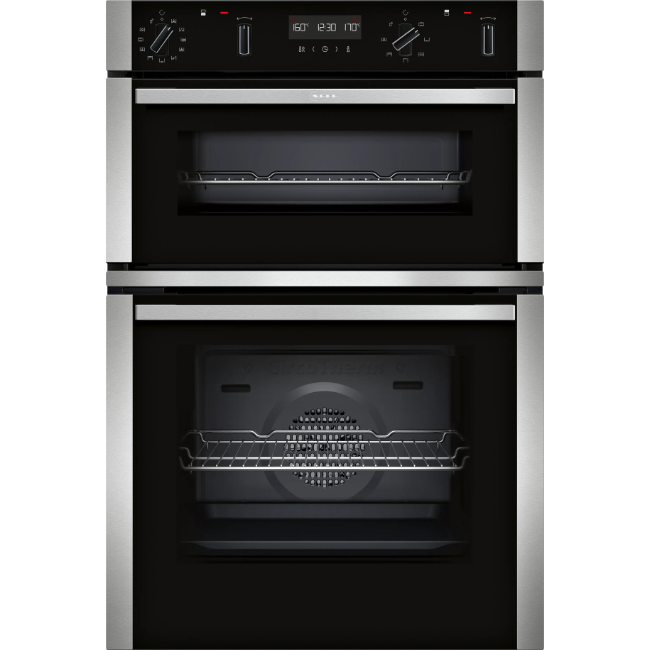Neff N 50 Built-in Double Oven Pyrolytic | Black & Steel | U2ACH7AN7B