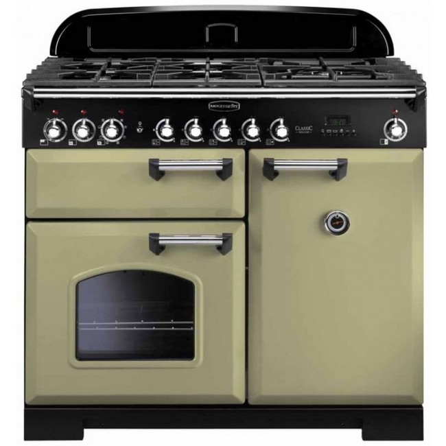 Rangemaster Classic Deluxe Dual Fuel Range Cooker 100cm - Olive Green ...
