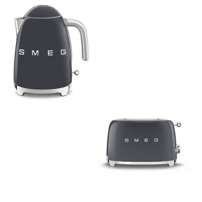 Smeg Kettle & Toaster Set | Slate Grey Kettle & 2 slice Toaster retro